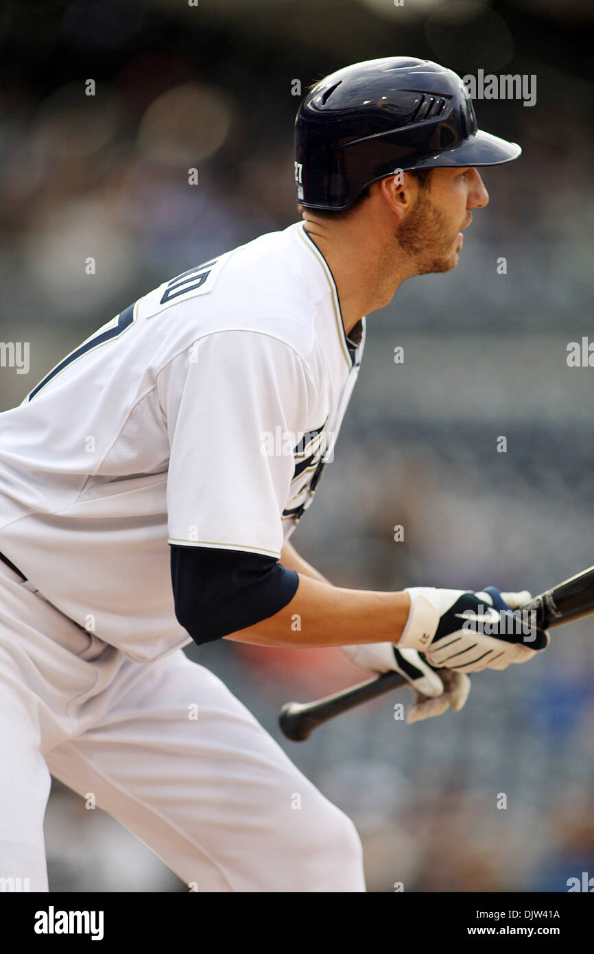 San Diego Padres starting pitcher Jon Garland attempts a bunt against ...