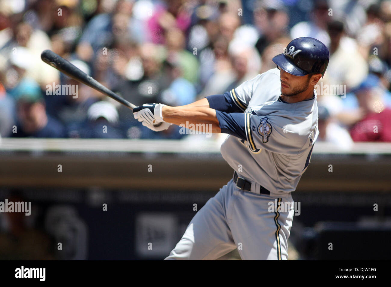 Milwaukee Brewers George Kottaras at bat against the San Diego Padres ...