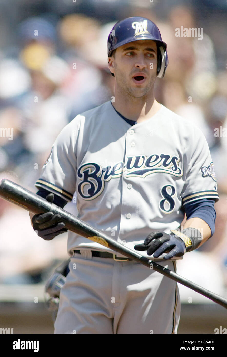 Milwaukee Brewers left fielder Ryan Braun at bat against the San Diego ...