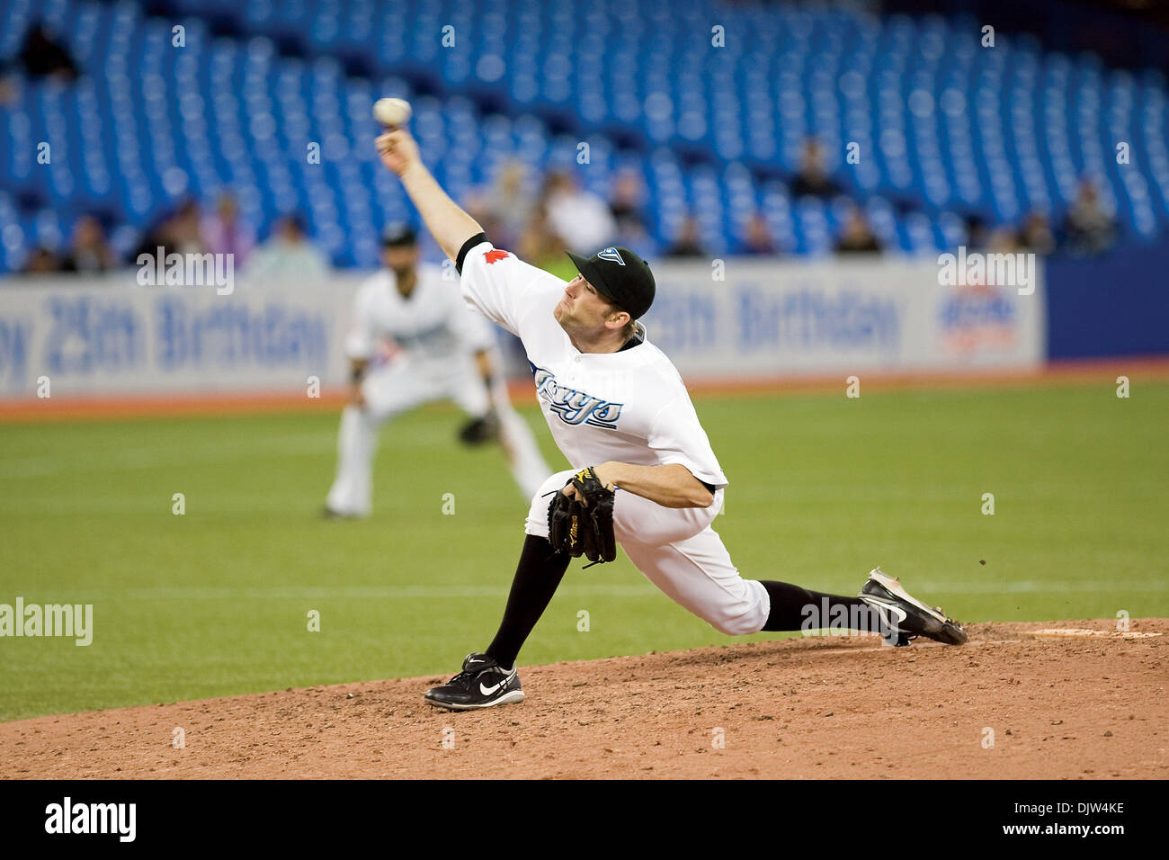 Toronto Blue Jays Casey Janssen #44 replaces Josh Roenicke #17 in the ...