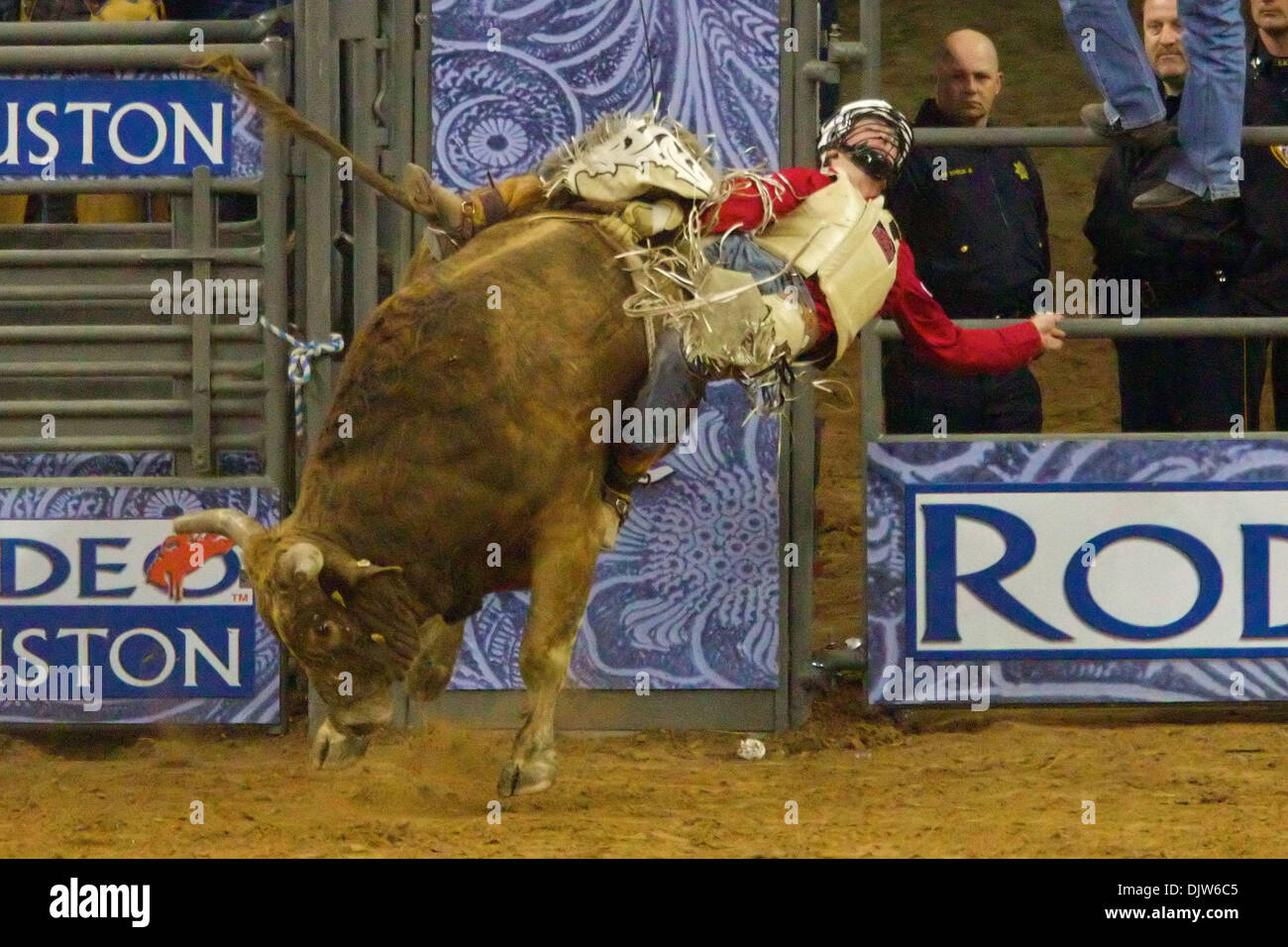 March 4 2010: RC Landingham of Pendleton, OR is bucked off the Bull ...