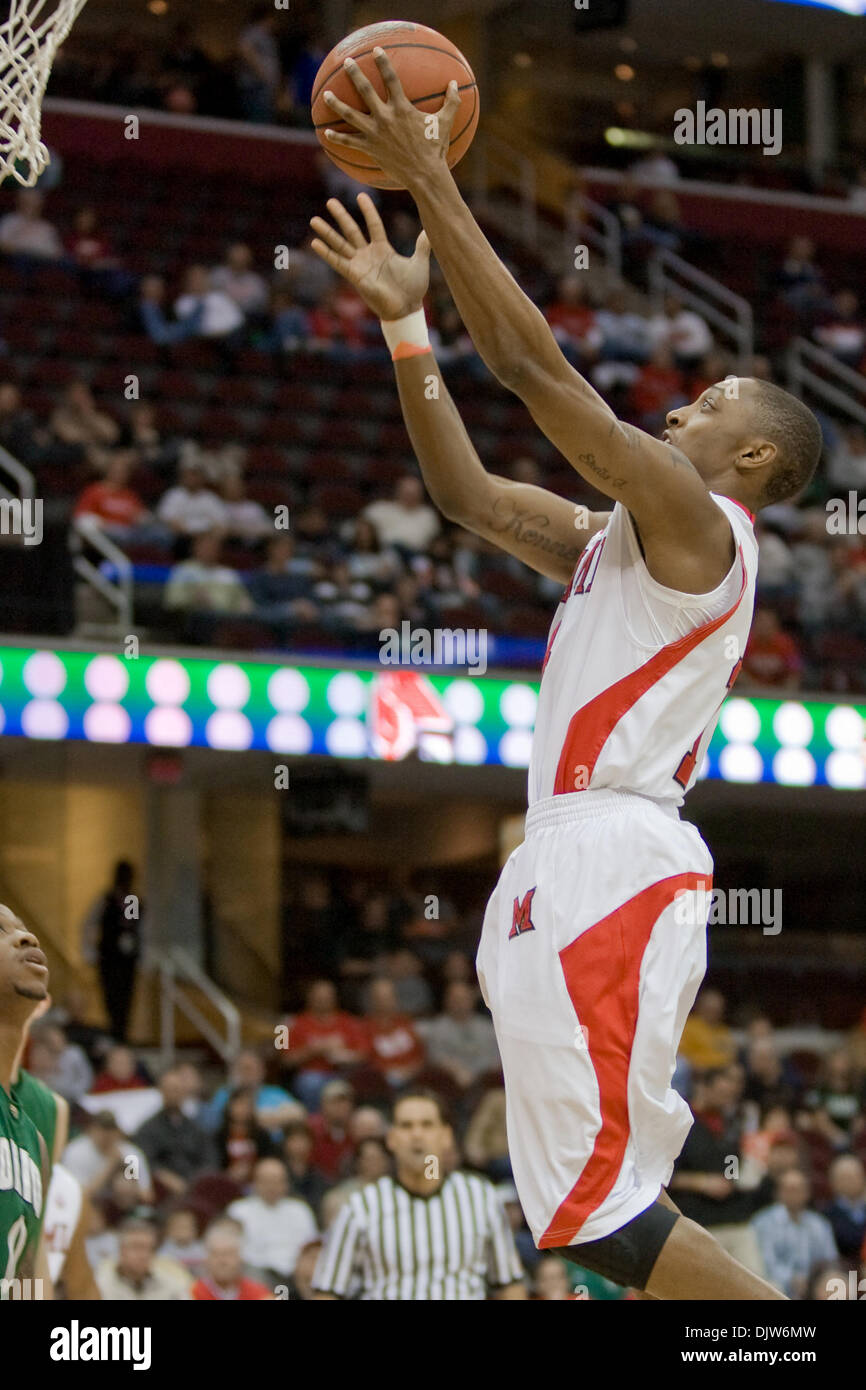 12 March 2010: Miami RedHawks Kenny Hayes (14) drives to the basket ...