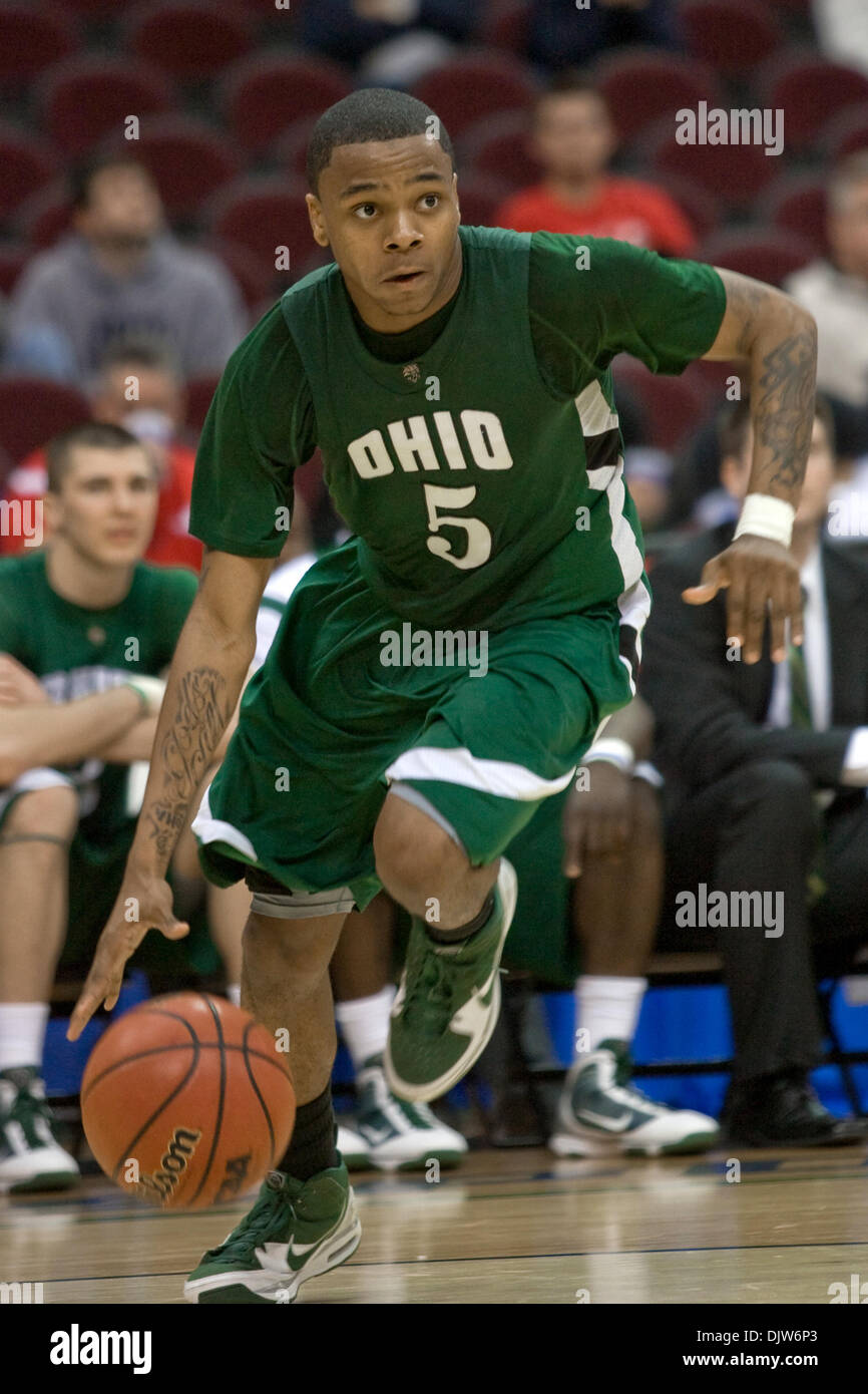 12 March 2010: Ohio Bobcats D.J. Cooper (5) with the basketball during ...