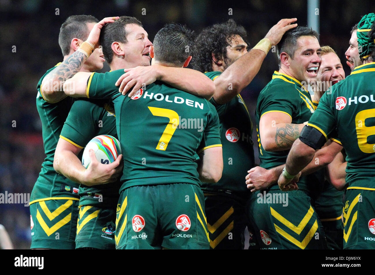 Manchester, UK. 30th Nov, 2013. The Australian players celebrate after ...