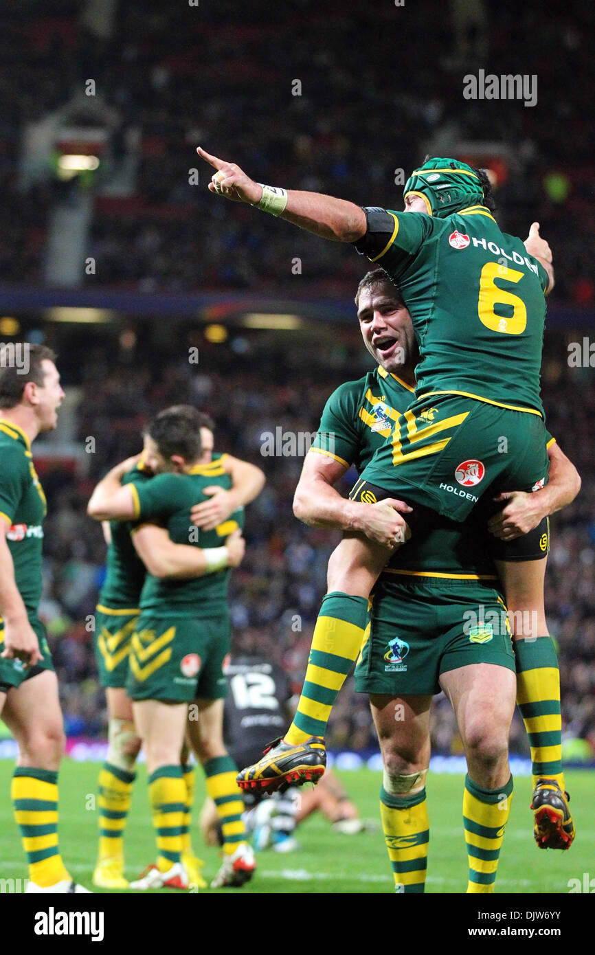 Manchester, UK. 30th Nov, 2013. The Australian players celebrate after ...