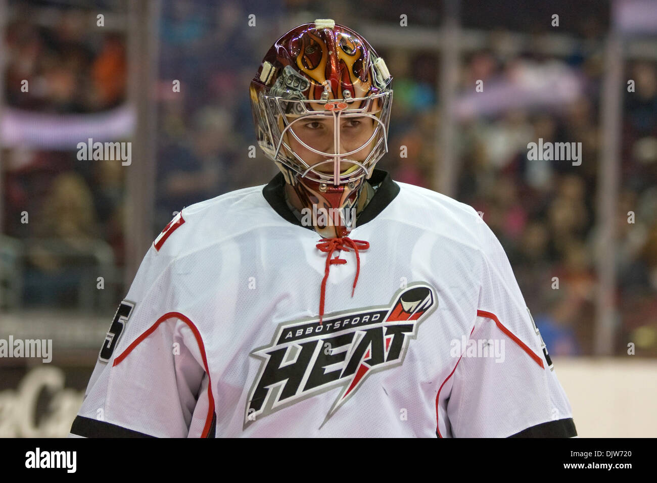 20 March 2010: Abbotsford Heat goalie Leland Irving (35) during the ...