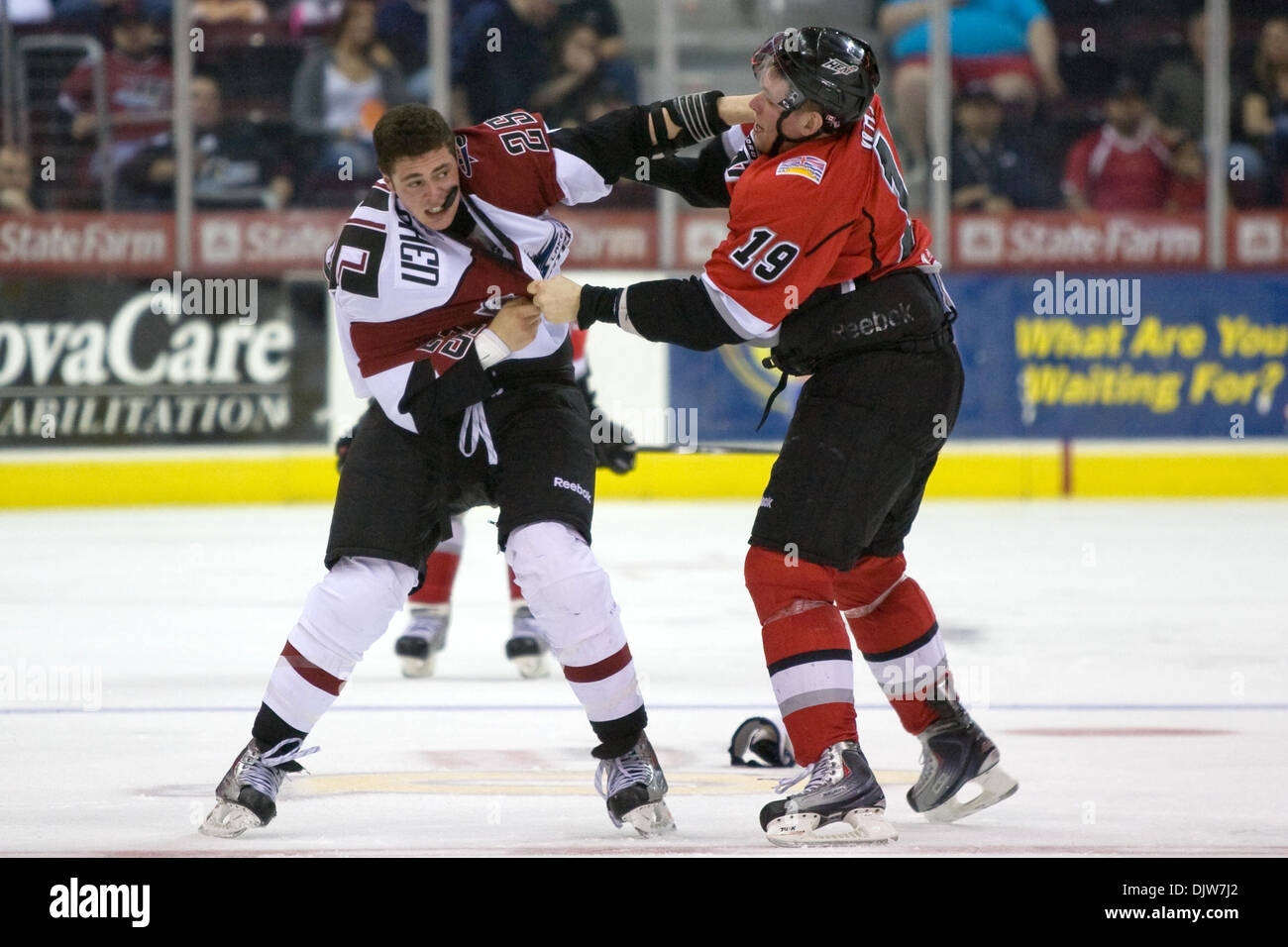 07 April 2010: Abbotsford Heat right winger J.D. Watt (19) and Lake ...