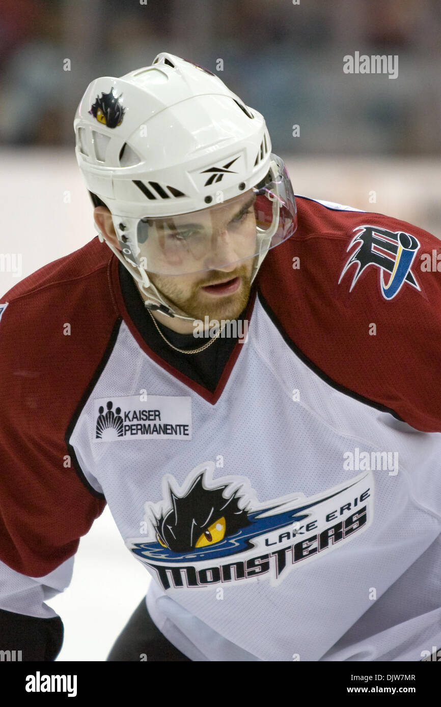 10 April 2010: Lake Erie Monsters center Mike Carman (14) during the ...