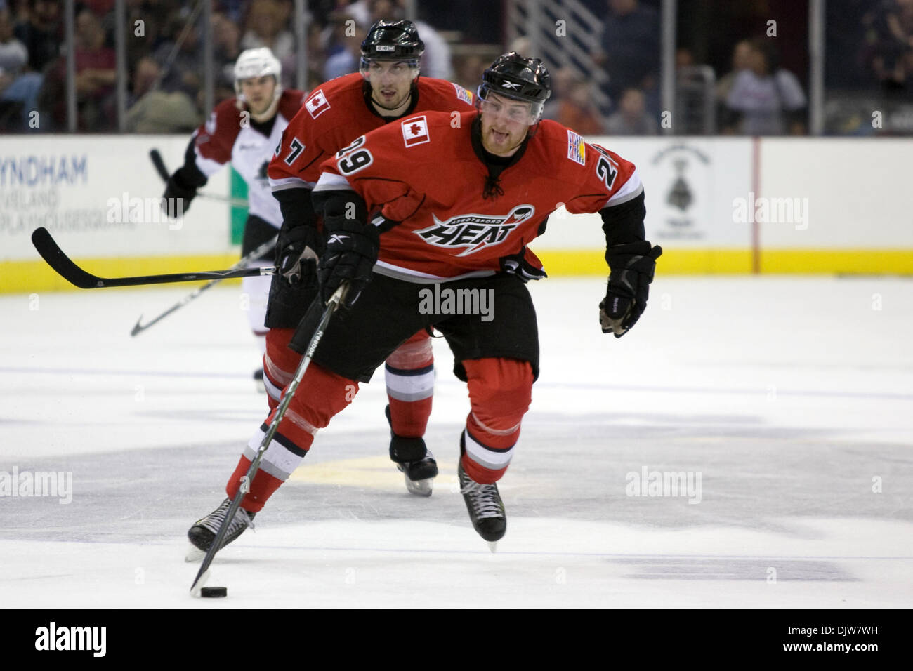 10 April 2010: Abbotsford Heat left winger Shawn Weller (29) with the ...