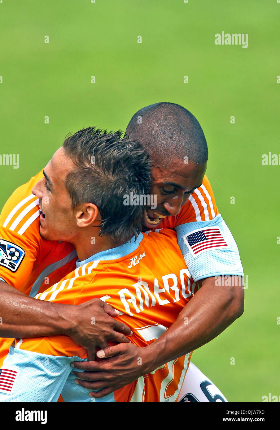 Geoff Cameron (#20) of the Houston Dynamo celebrates the scoring the ...
