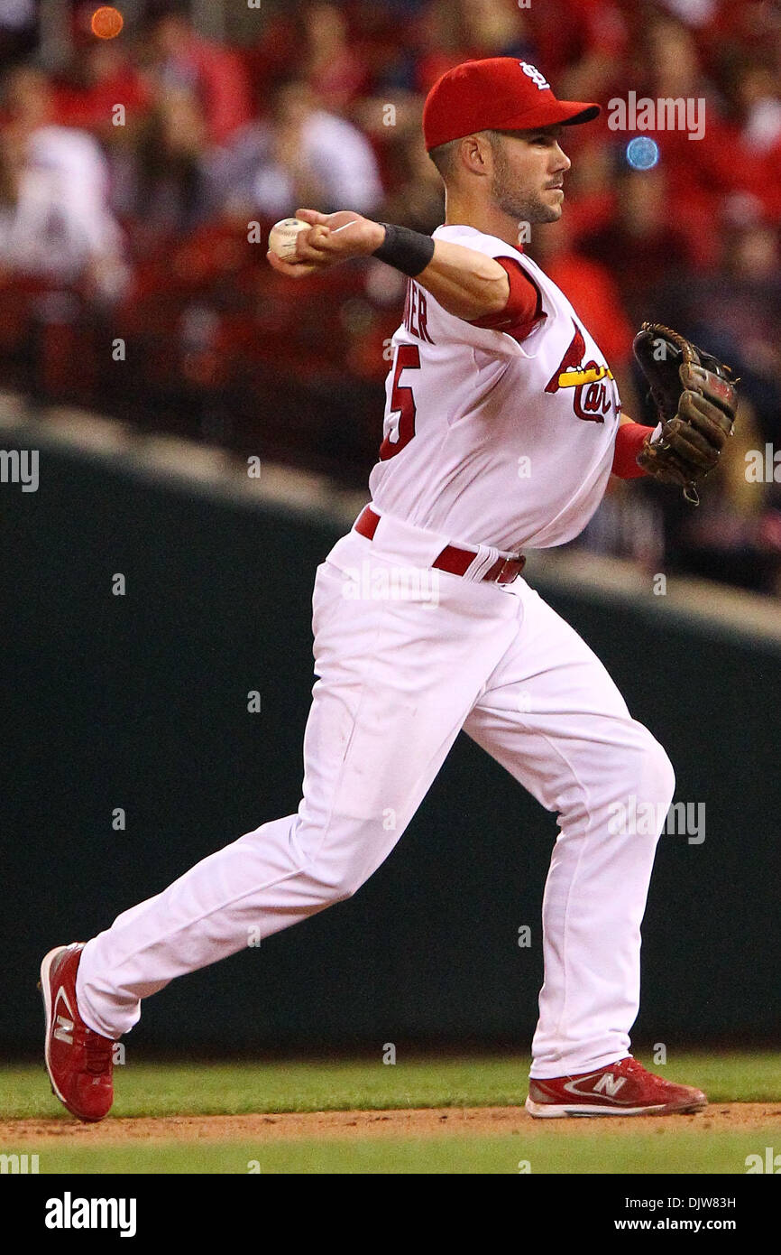 St. Louis Cardinals second baseman Skip Schumaker (55) releases a ball ...
