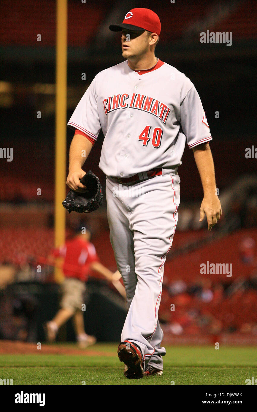 Cincinnati Reds relief pitcher Nick Masset (40) walks back to the ...
