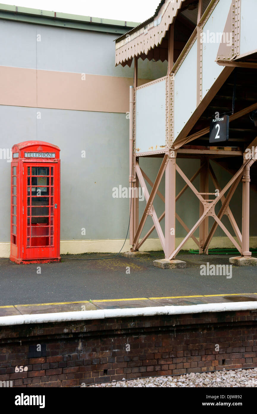 Old Red Telephone Box on Platform 2 of Churston Railway Station, Devon ...