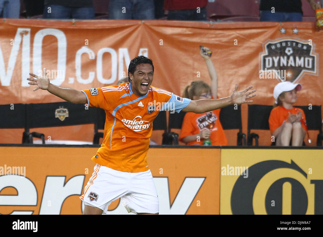 Luis Landin (#7) Forward for the Houston Dynamo celebrates after ...