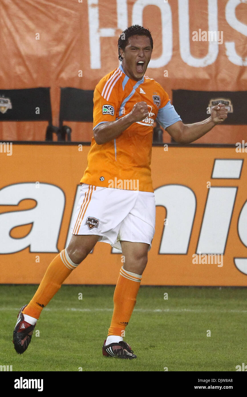 Luis Landin (#7) Forward for the Houston Dynamo celebrates in triumph ...
