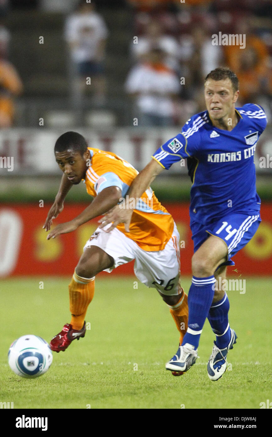 Corey Ashe (#26) Midfielder for the Houston Dynamo fights with Jack ...