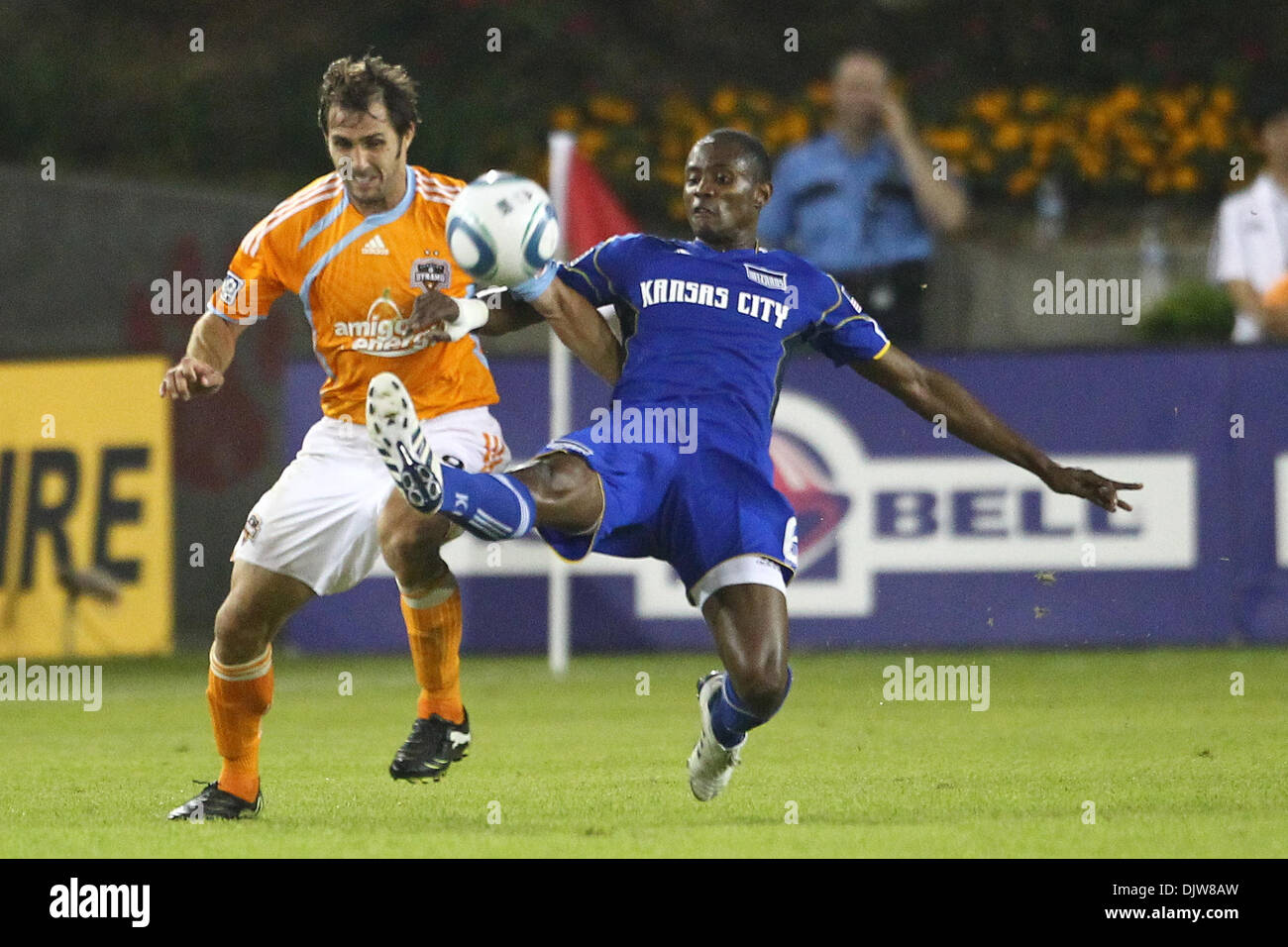 Stephane Auvray (#8) Midfielder for the Kansas City Wizards kicks the ...