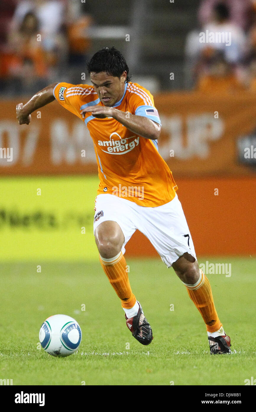 Luis Landin (#7) Forward for the Houston Dynamo dribbles the ball alone ...