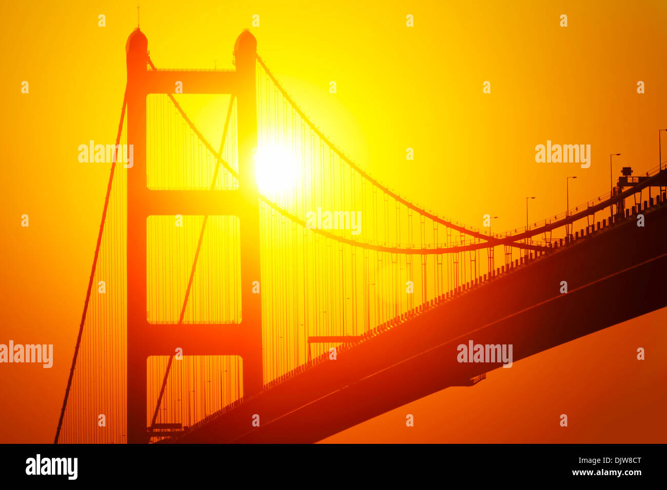 Sunset silhouette Bridge Stock Photo - Alamy
