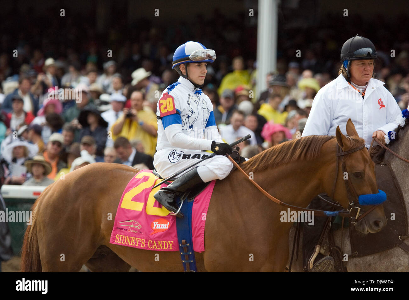 01 May 2010: Jockey Joseph Talamo aboard Sidneys Candy (20) prior to ...