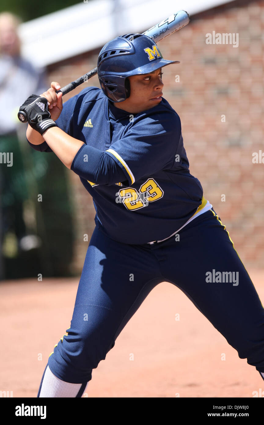 Michigan first baseman Dorian Shaw (23) at bat during game action in ...