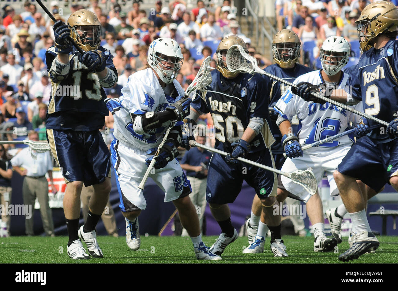 31 May 2010: Duke's Zach Howell (21) works his way past Notre Dame's ...