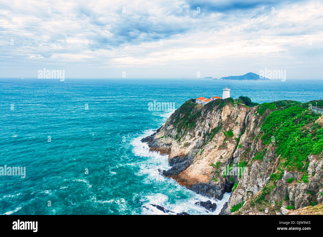 White small lighthouse. Hong Kong Stock Photo - Alamy