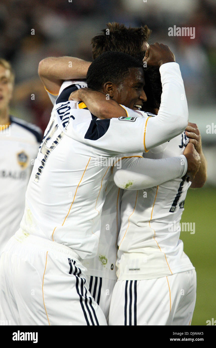 L.A. Galaxy's Edson Buddle (14) celebrates with teammates after L.A.'s ...