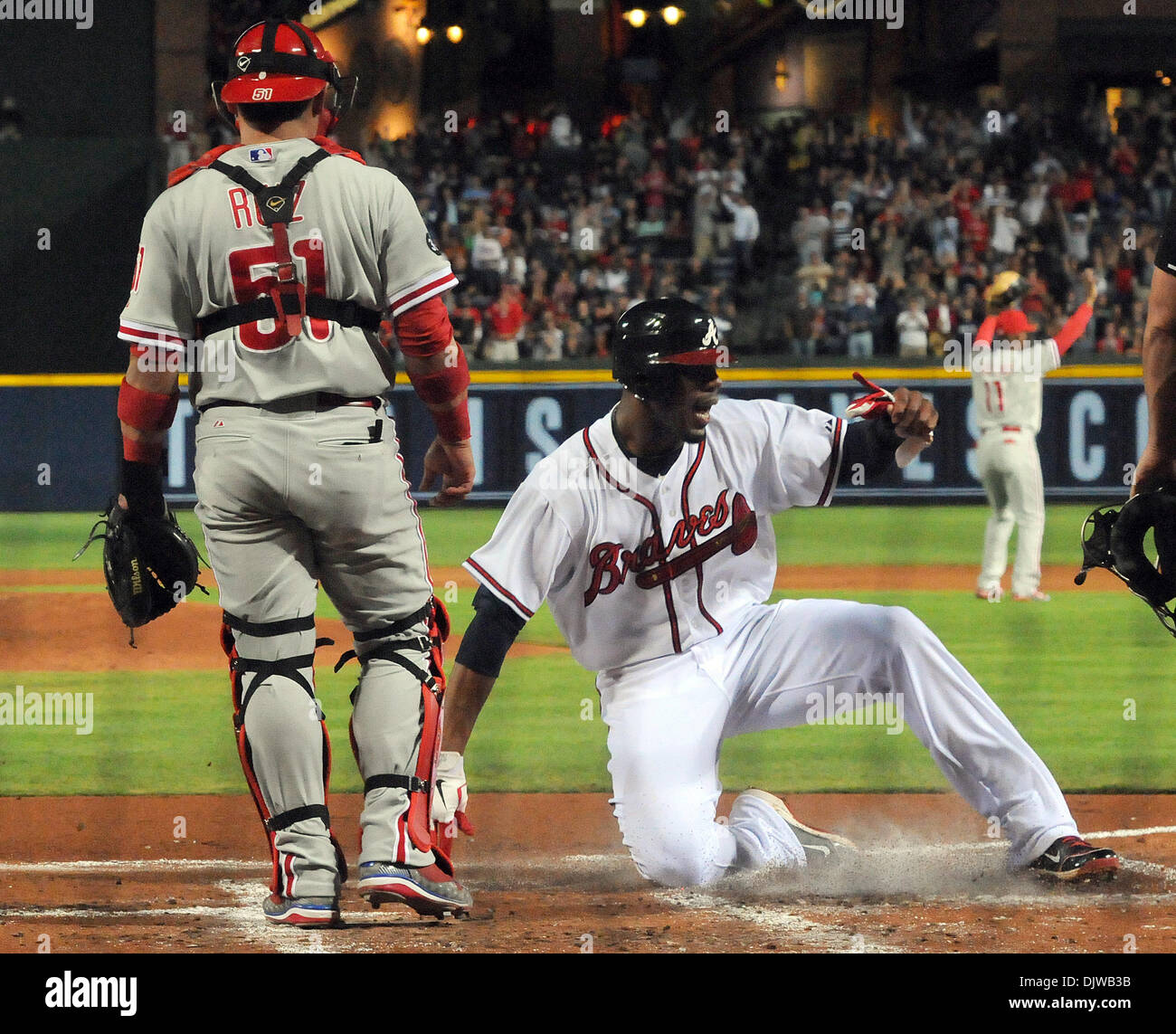 Oct. 1, 2010 - Atlanta, GEORGIA, U.S. - Atlanta Braves right fielder ...