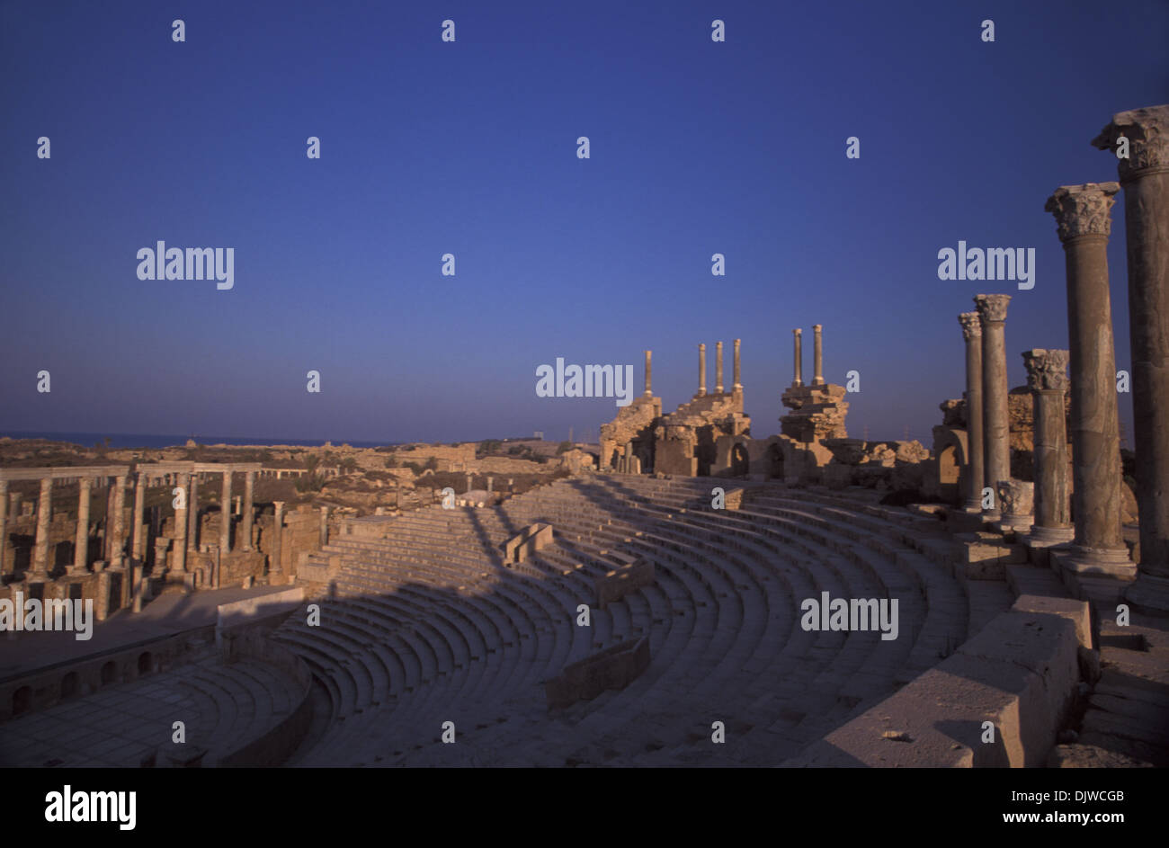 Theater, Leptis Magna, at sunset. Libya Stock Photo - Alamy