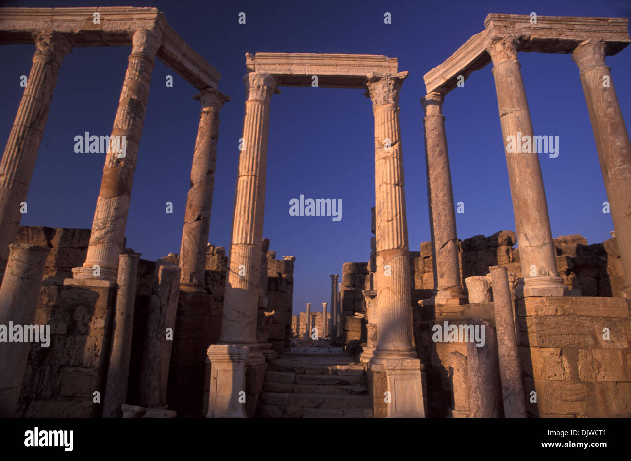 Theater, Leptis Magna, at sunset. Libya Stock Photo - Alamy