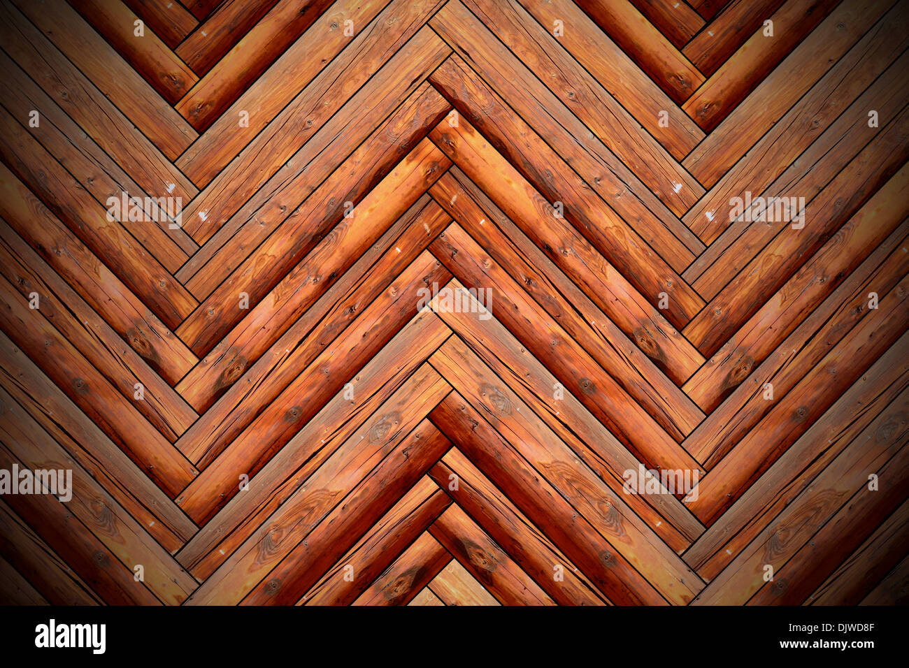 weathered wood pattern mounted on floor like parquet design Stock Photo ...