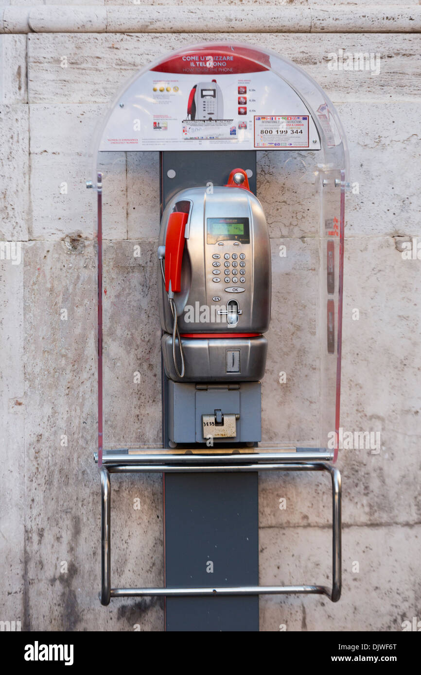 Public telephone in the historic centre of Rome, Italy Stock Photo - Alamy