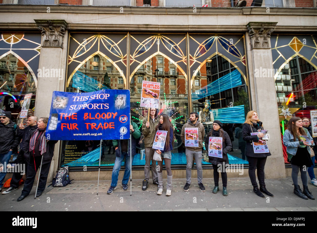 Anti-Fur protest outside Harvey Nichols Department Store in London ...