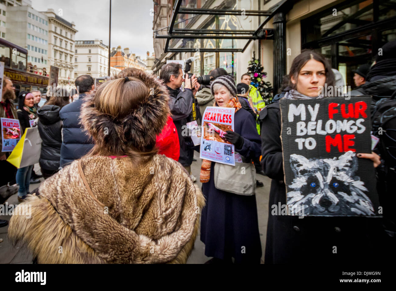 Anti-Fur protest outside Harvey Nichols Department Store in London ...