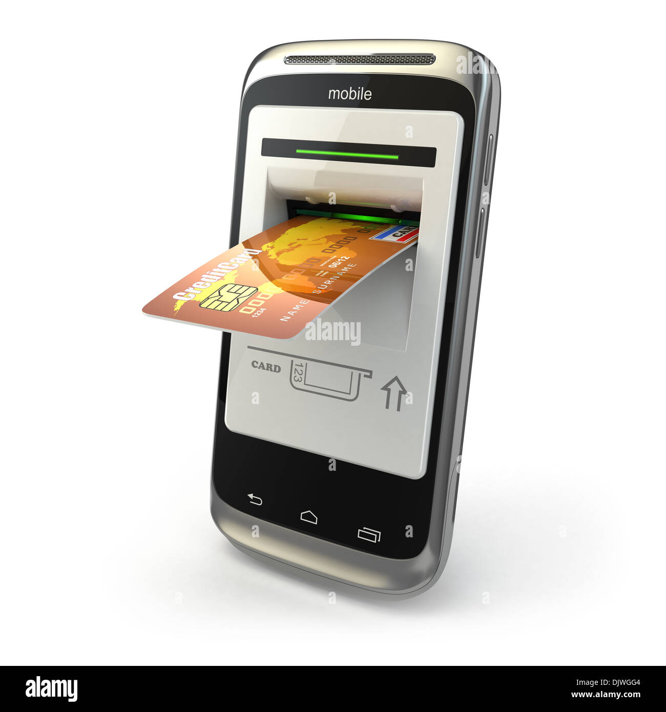 Mobile banking. Mobile phone as atm and credit card. 3d Stock Photo - Alamy