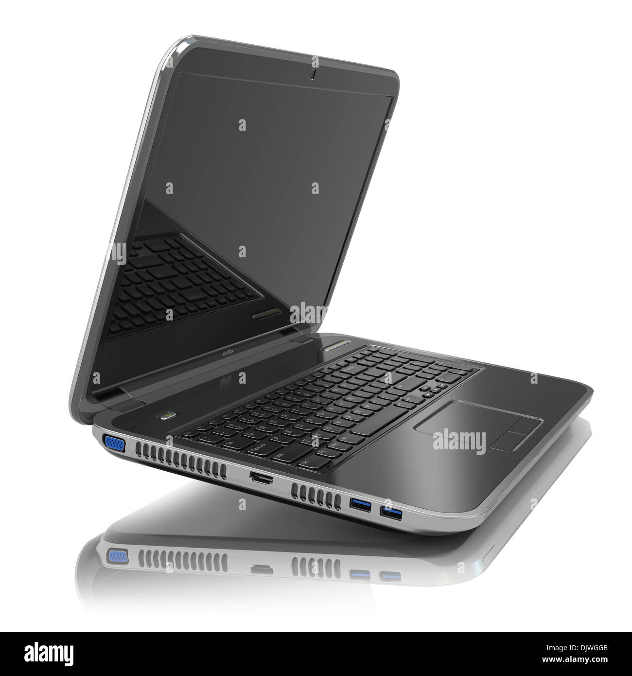 Opening laptop on white isolated background. 3d Stock Photo - Alamy