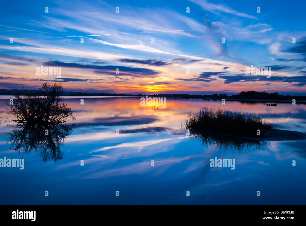 Sunset colors in salt lake at Kos island Greece Stock Photo - Alamy