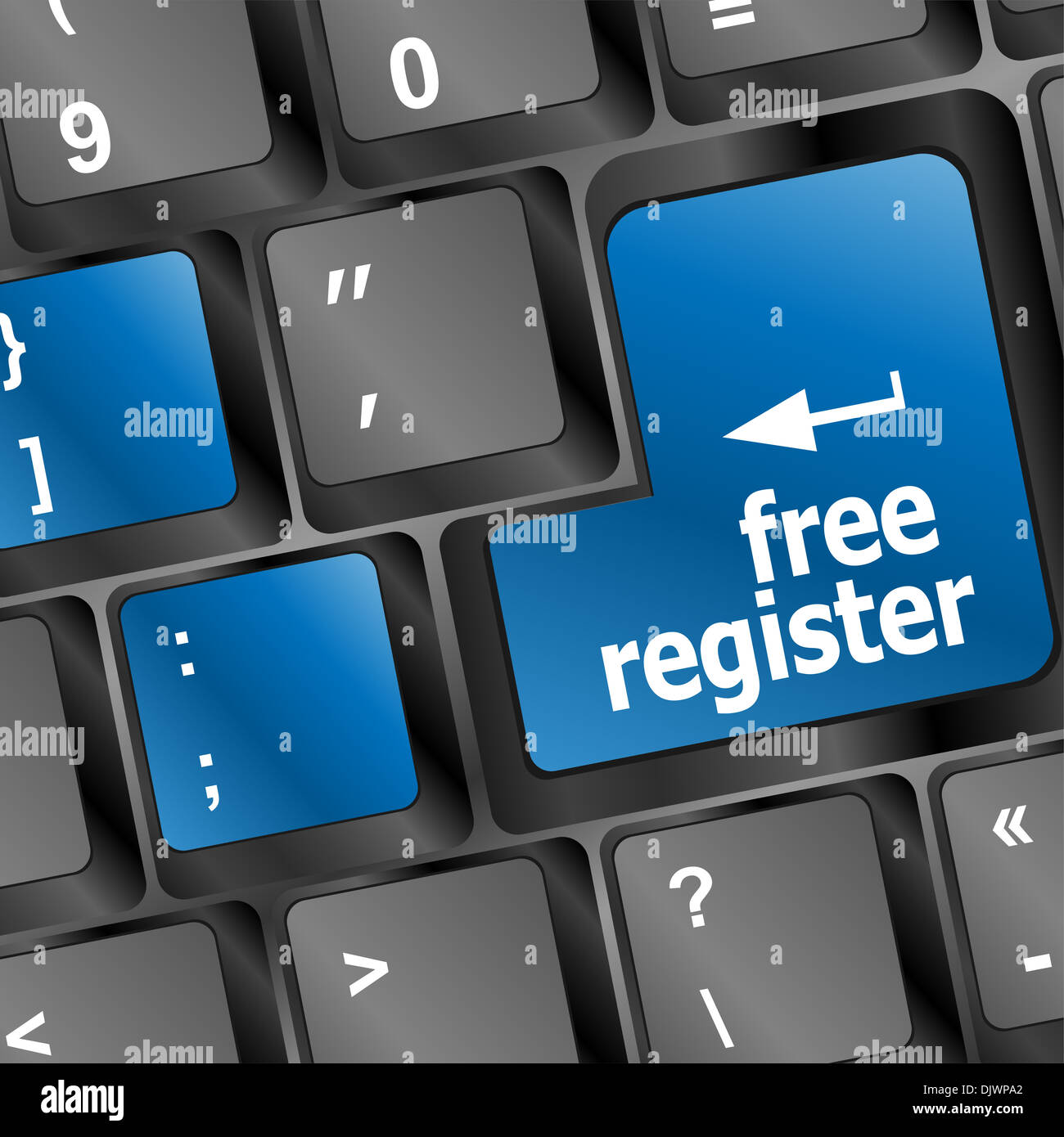 free register computer key showing internet concept Stock Photo - Alamy