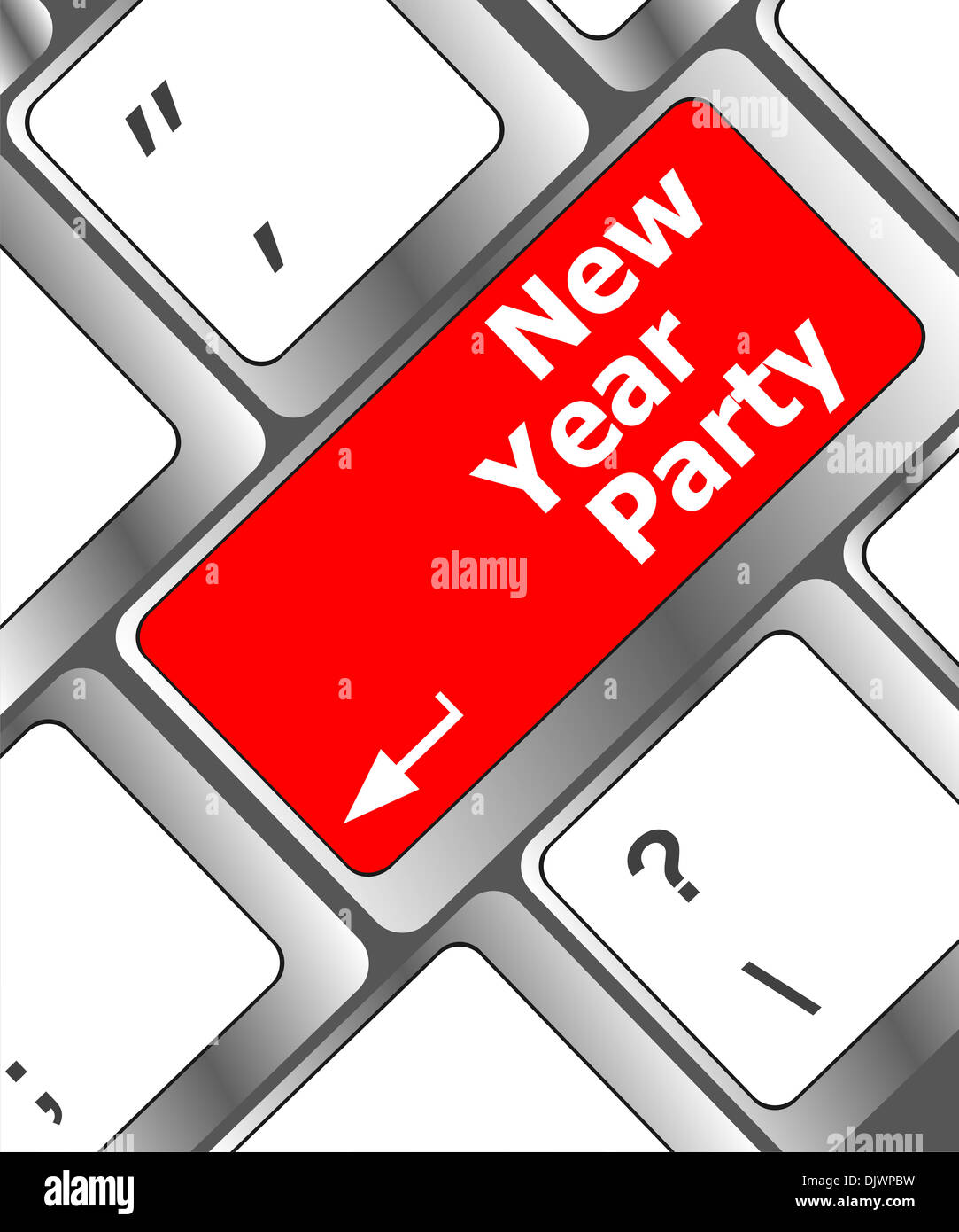 Computer keyboard key with new year party words Stock Photo - Alamy