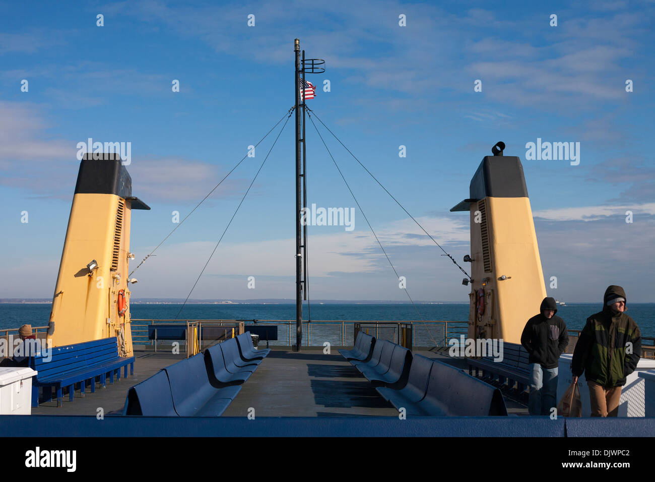 The top deck and the smoke stacks of the Cross Sound ferry from Orient ...