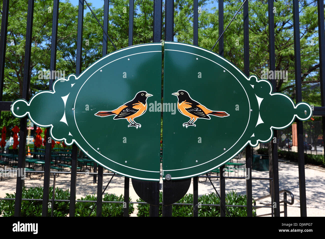 Baltimore Orioles on the entrance to Oriole Park (their home stadium ...