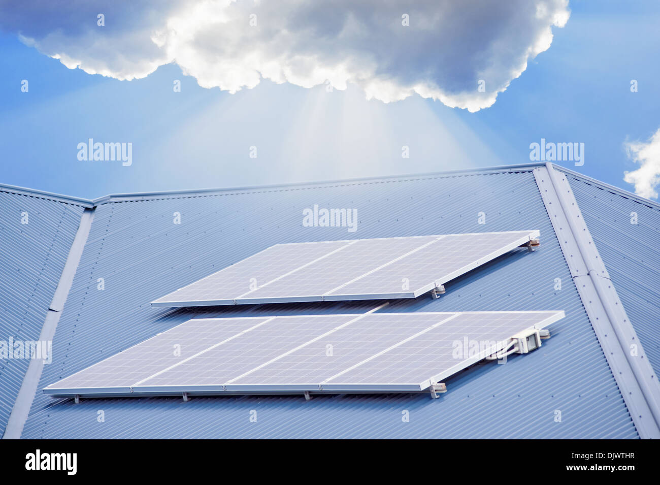 Solar panels on the roof of modern house Stock Photo - Alamy