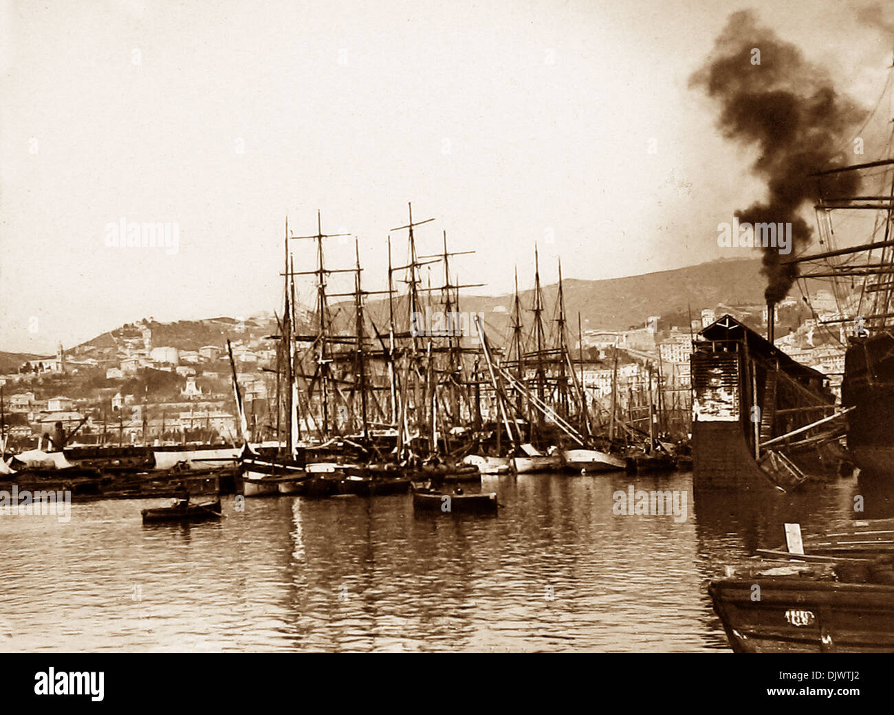 Italy Genoa Harbour pre-1900 Stock Photo - Alamy