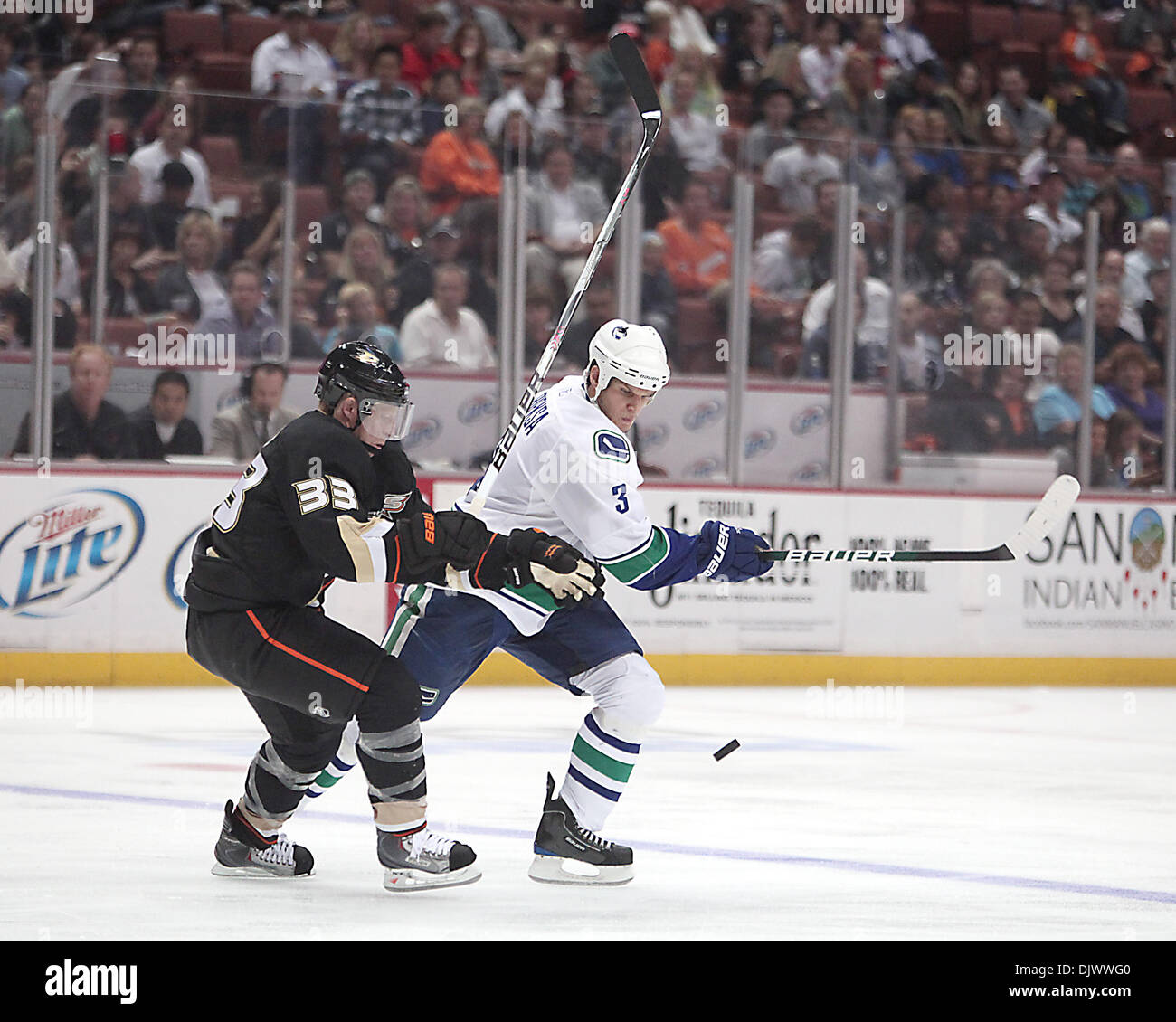 Oct 13, 2010 - Anaheim, California, U.S. - Vancouver Canucks defenseman ...