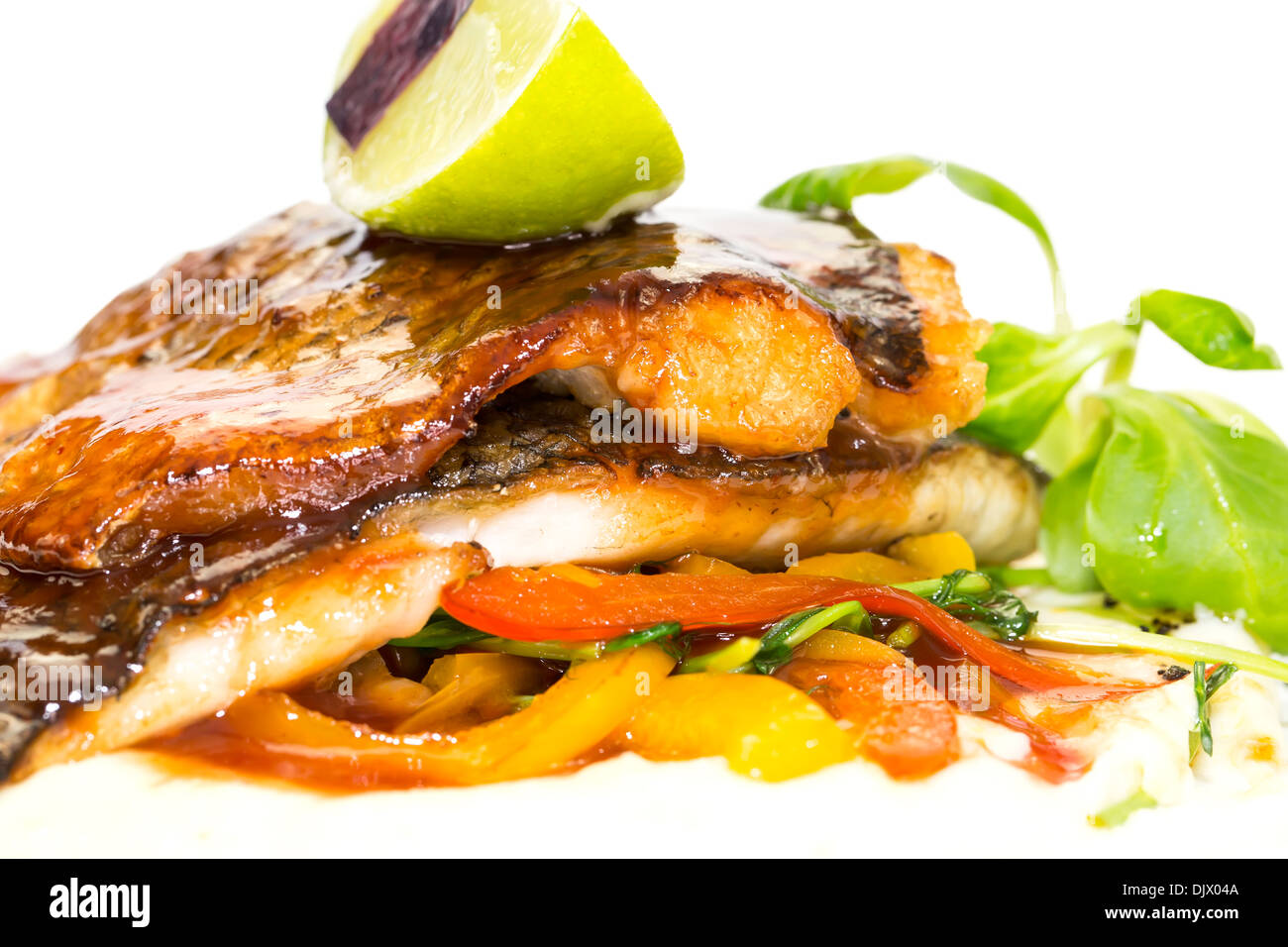 baked fish in the restaurant Stock Photo - Alamy
