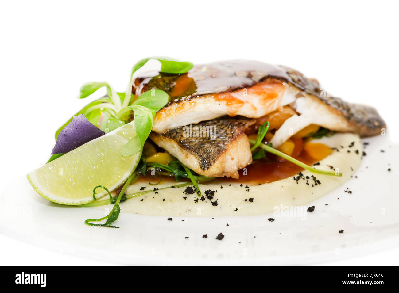 baked fish in the restaurant Stock Photo - Alamy