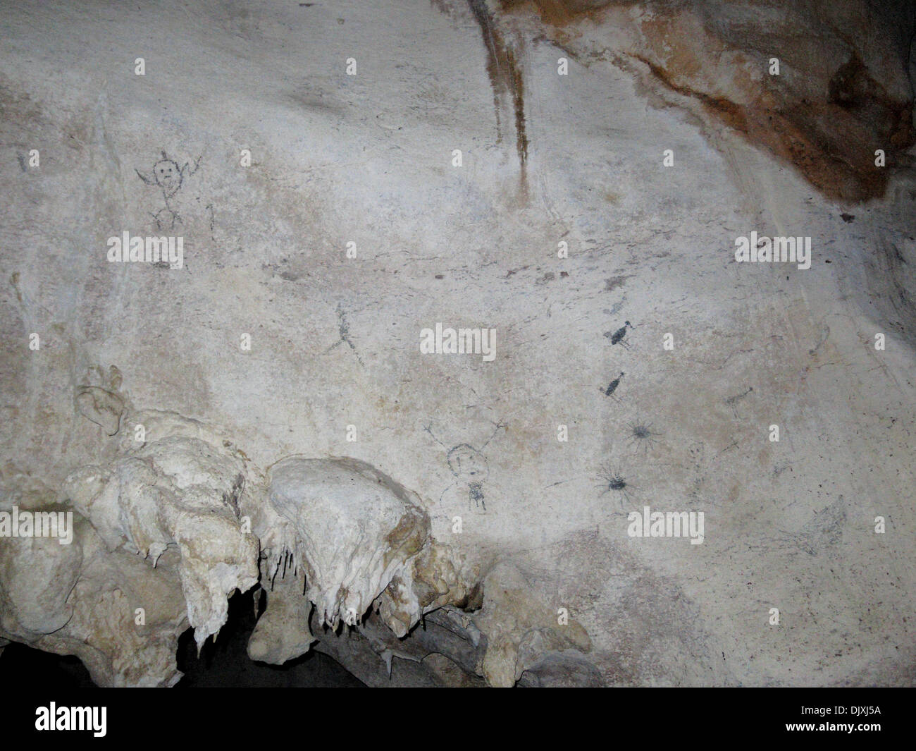 Pictographs and petroglyph in the caverns of the Los Haitises National ...