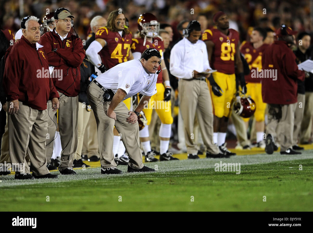 LA, California, USA. 30th Nov 2013. Head Coach Ed Orgeron of the USC ...