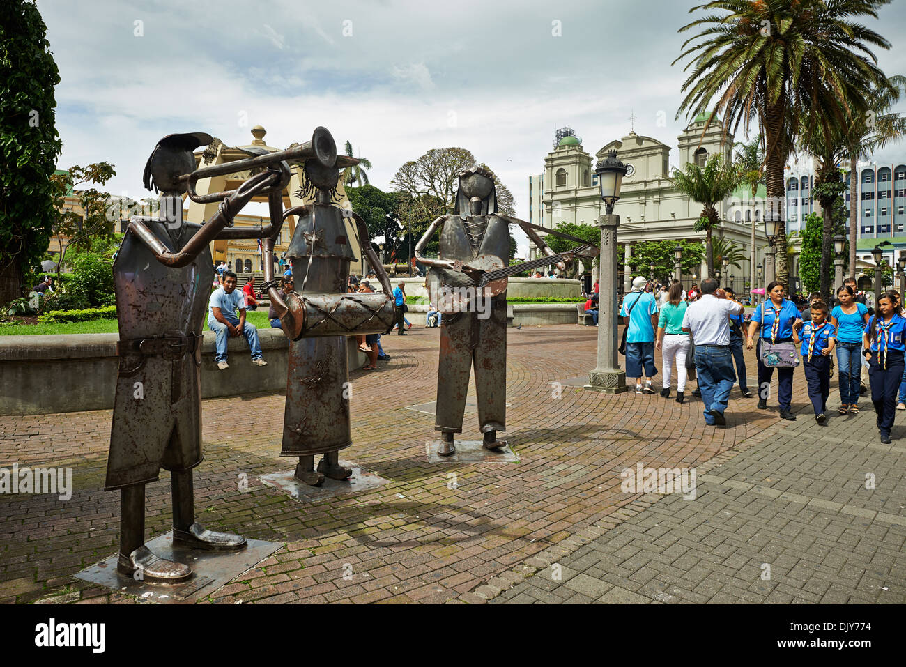Statues of musicians in Parque Central, San Jose Costa rica Stock Photo ...